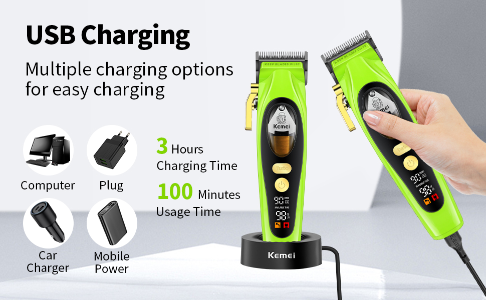 Amazon.com: KEMEI Professional Hair Clippers for Men Cord/Cordless Hair Cutting Kits, Hair ...