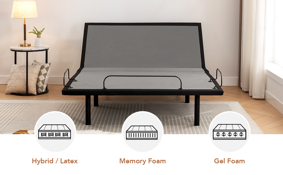 Amazon.com: ASONLY Adjustable Bed Frame, 4 Height adjustable leg, Head and Foot Incline : Home ...