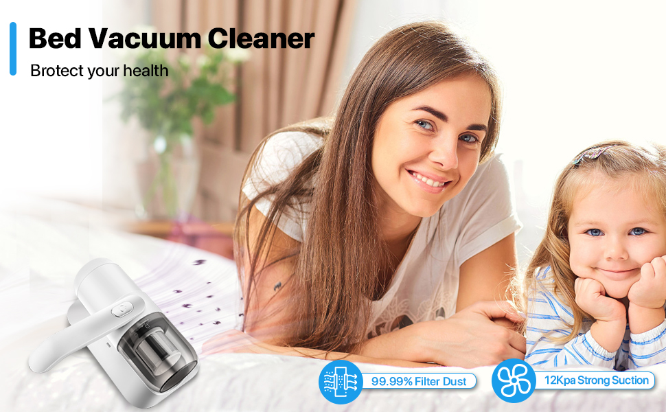 Amazon.com - Cordless Bed Vacuum Cleaner with 2PCS HEPA Filter 12KPa Suction Handheld Mattress ...