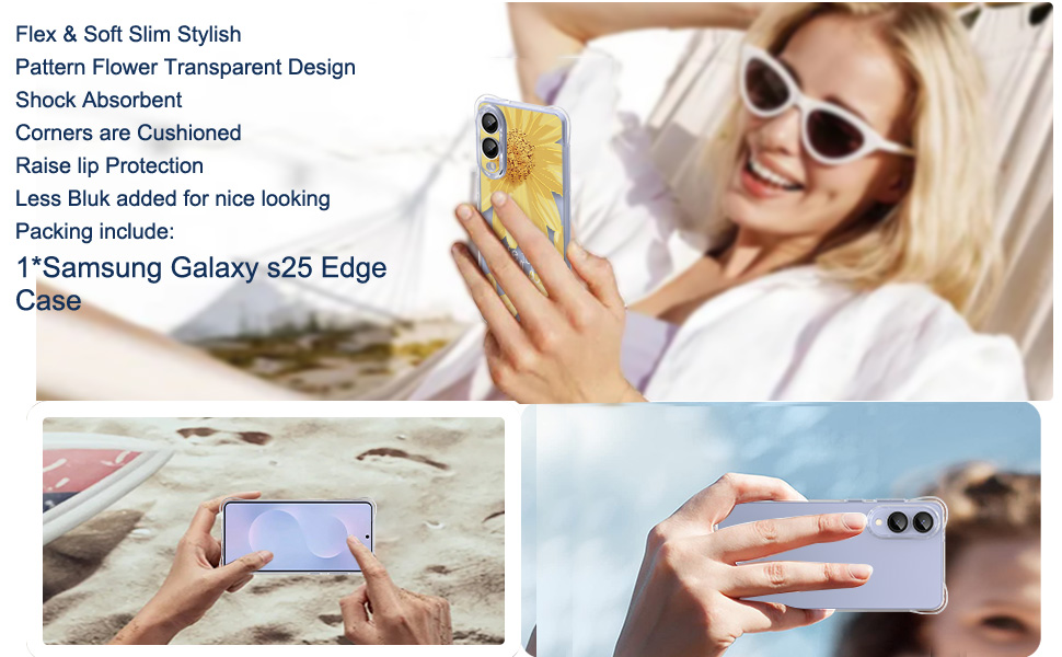Amazon.com: Osophter for Samsung Galaxy S25 Edge Case: Women Girls Flower Floral Flexible TPU ...