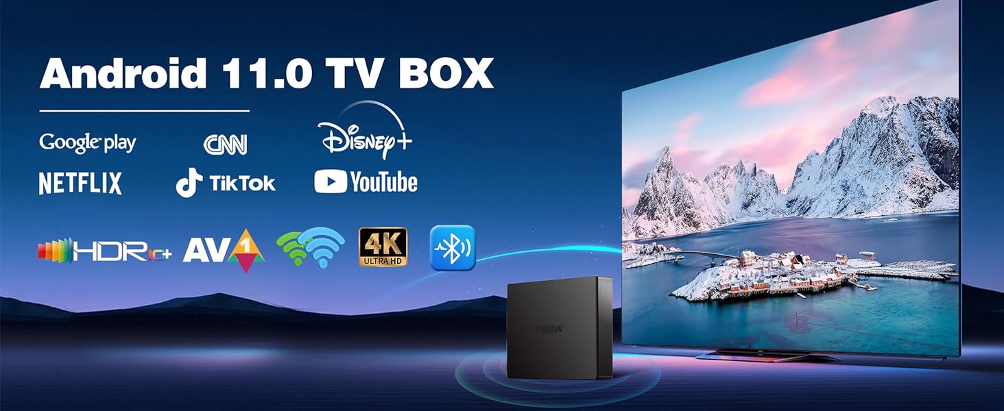BL Android TV Boxes 11.0, 2024 Android TV Box 4K 4GB RAM 64GB ROM, Smart TV Box Amlogic S905W2 ...