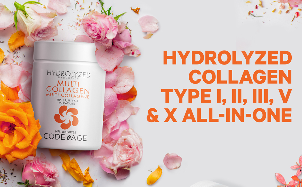 Codeage Multi Collagen Protein Capsules, Type I, II, III, V, X, Grass Fed & Hydrolyzed Collagen ...