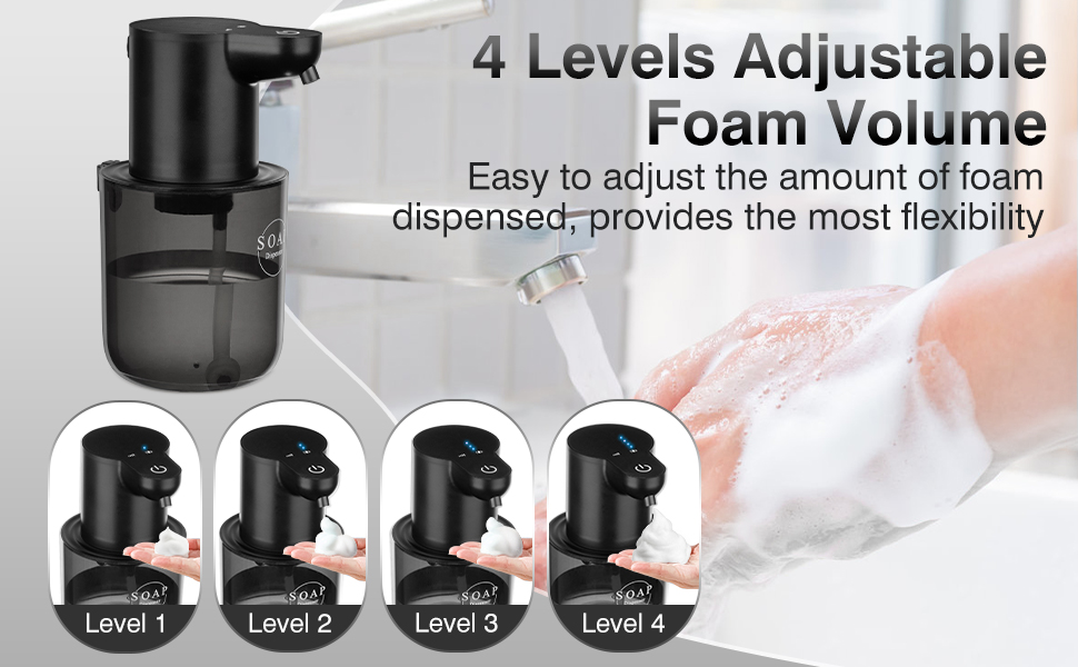Amazon.com: XINKORA Automatic Soap Dispenser Touchless, 4-Level Adjustable Foaming Electric Foam ...