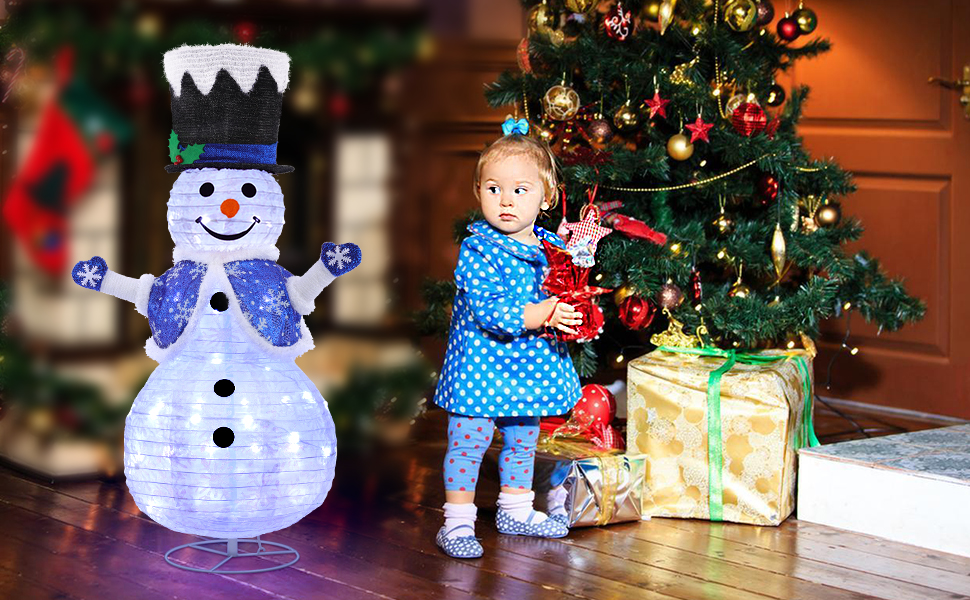 Amazon.com: Snowman Outdoor Christmas Decorations，42 inch Collapsible Christmas Snowman Decor ...