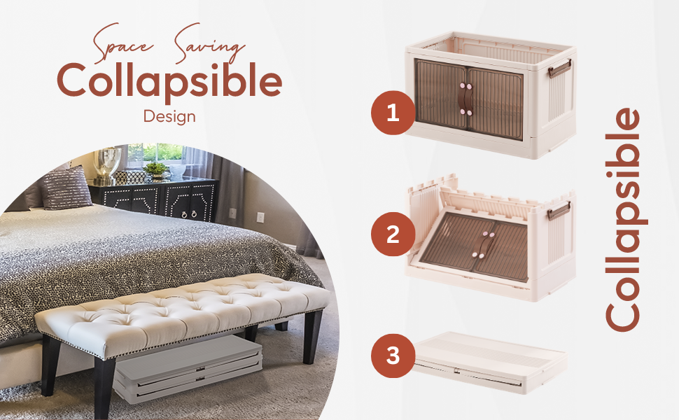 Amazon.com - PROKTIK 30 QT 3 Tier Folding Storage Bins with Doors ...