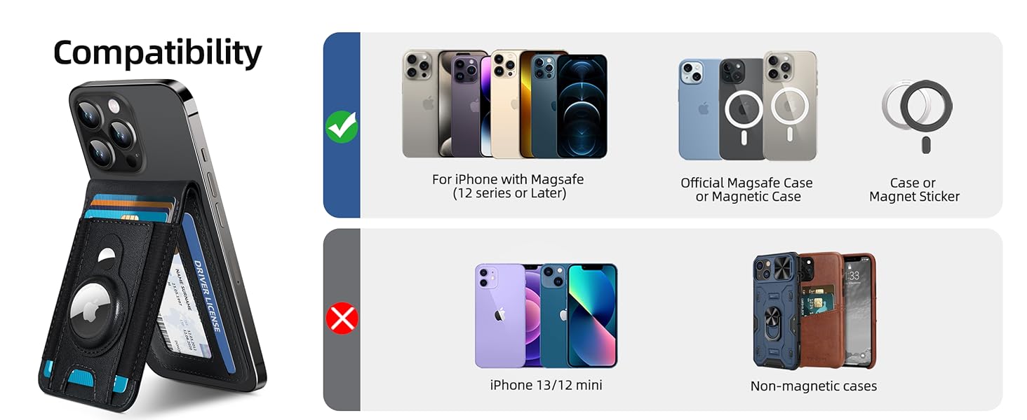 Amazon.com: ExtreLife 3-in-1 Magnetic Wallet with AirTag Holder, for iPhone Magnetic Wallet ...