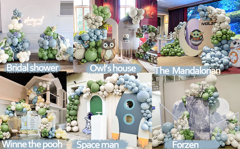 Amazon.com: Dusty Blue Green Balloon Garland Arch Kit Double Stuffed Avocado Green Balloons ...