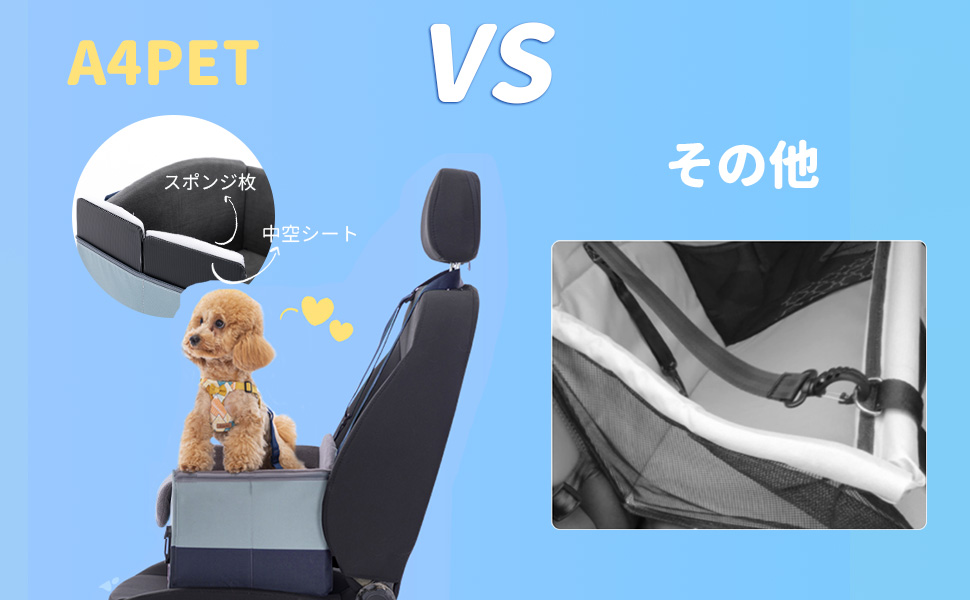 Amazon.co.jp: A4Pet ペット用ドライブボックス ドライブシート ドライブベッド 犬 車用 ネコ 飛び出し防止 シートベルト付き 裏起毛 折り畳み可能 : ペット用品