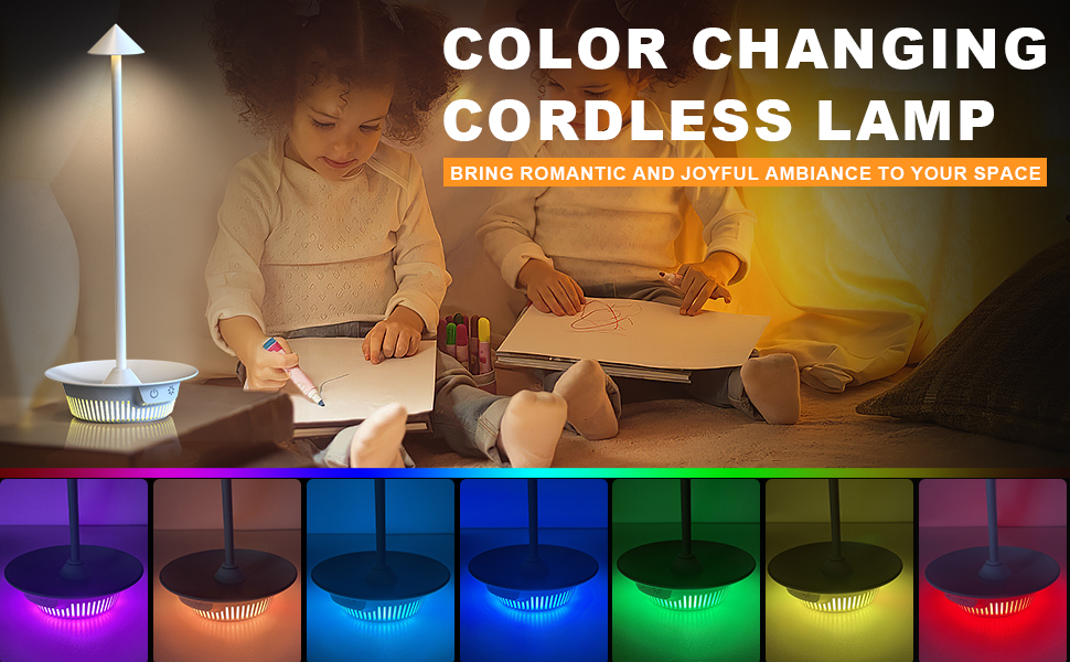 SurMountor Bedside Table Lamp for Bedroom 2 Pack - 3 Color Dimmable Touch Lamp Rechargeable ...