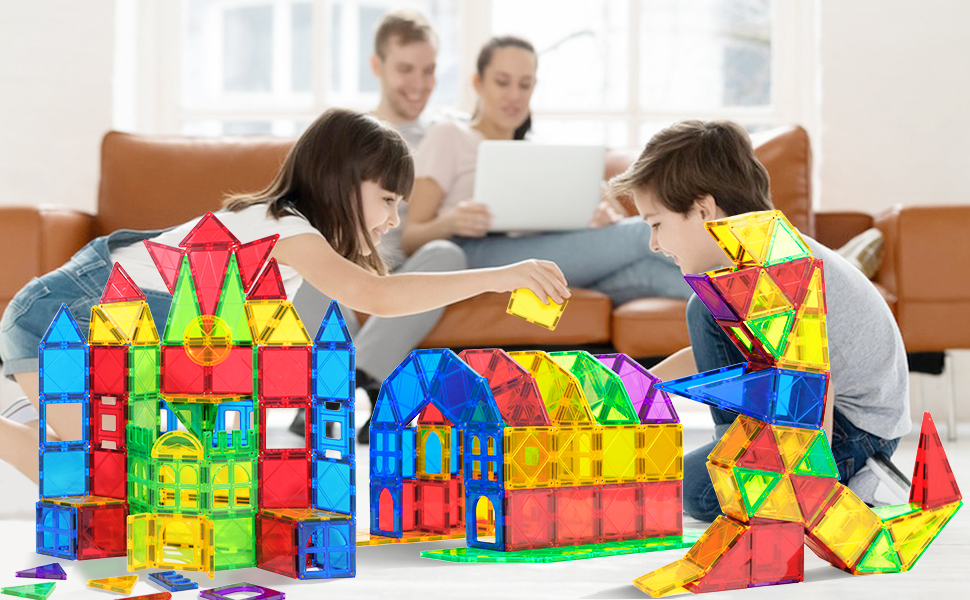 Amazon.com: MAGBLOCK Magnet Toys Kids Magnetic Building Tiles 100 Pcs 3D Magnetic Blocks ...