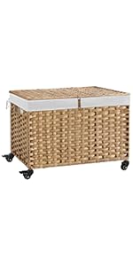 Amazon.com: Rolling Storage Basket with Lid, 47.6 Gallon (180L) Storage ...