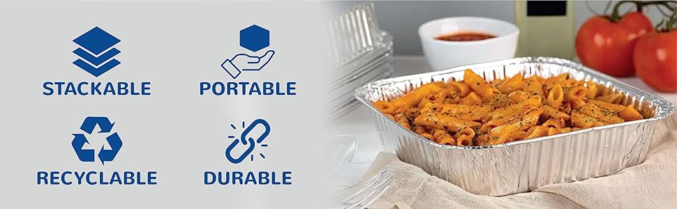 Homeshopa Aluminium Foil Trays, 8 Inch 15 Pack Square Disposable Tin ...