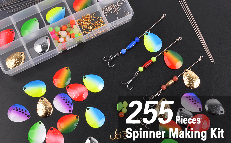 Colorado Spinner Blades for Lure Making Kit, 255pcs DIY Fishing Lures Fishing Spinners for ...
