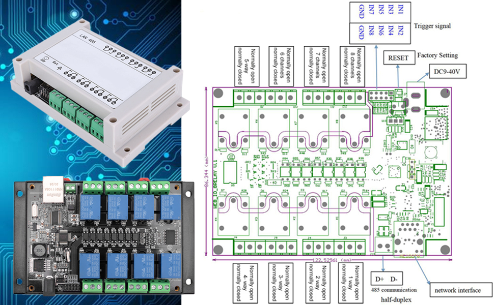 Walfront Ethernet RJ45 TCP/IP Relay Remote Control Controller Network Web Server 8 Channels ...