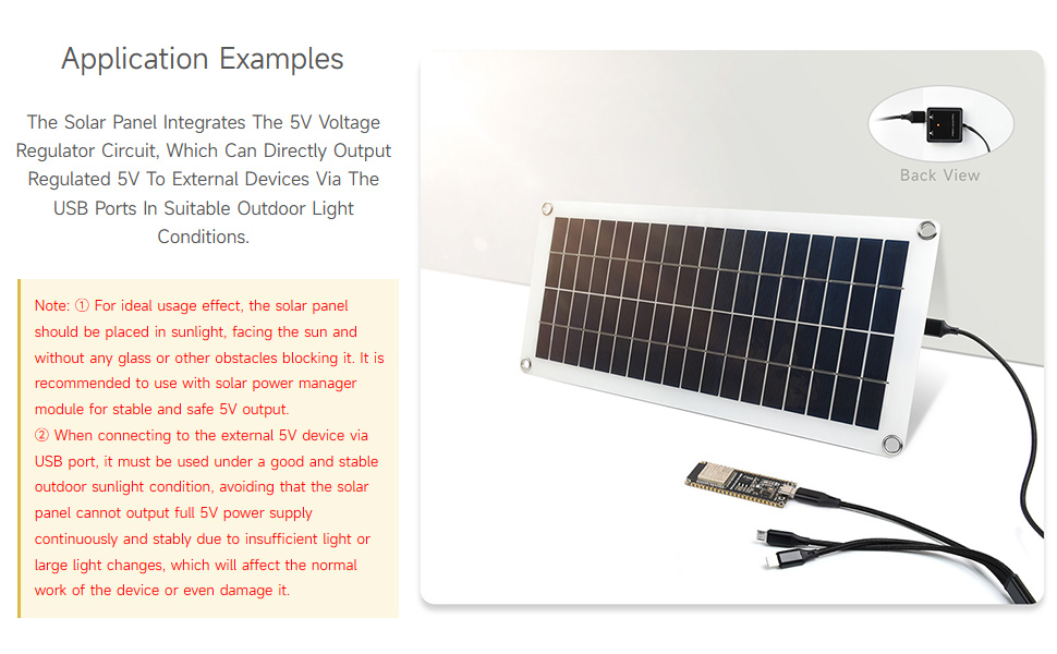 Amazon.com : Waveshare Semi-Flexible Polycrystalline Silicon Solar Panel (18V 10W), Supports 5V ...