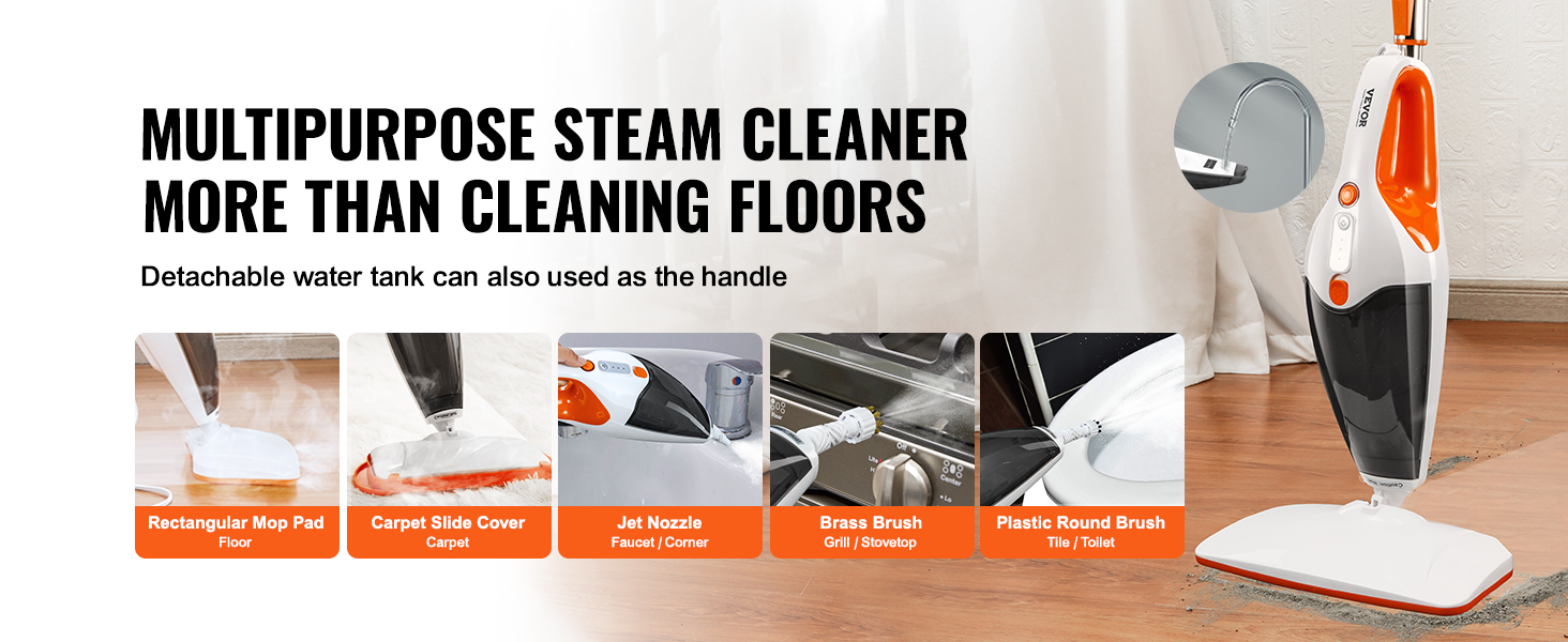 Amazon.com: VEVOR Steam Mop, 5-in-1 Hard Wood Floor Cleaner with 4 ...