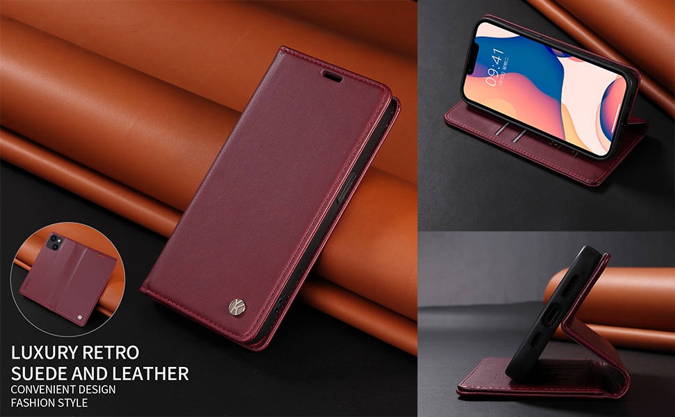 Amazon.com: YBFJCE PU Leather Wallet Case for Samsung Galaxy A41 Flip Folio Case with Card ...