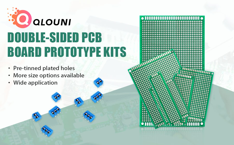 QLOUNI 147-Piece PCB Circuit Board Prototype Kit - Double-Sided Perf ...