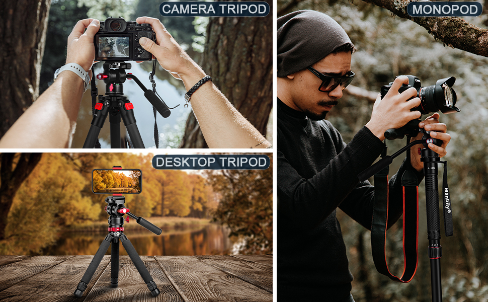 Manbily Video Tripod Head, Drag Pan Tilt Head 360° Panoramic Arca Swiss Quick Release Plate*2 3/ ...