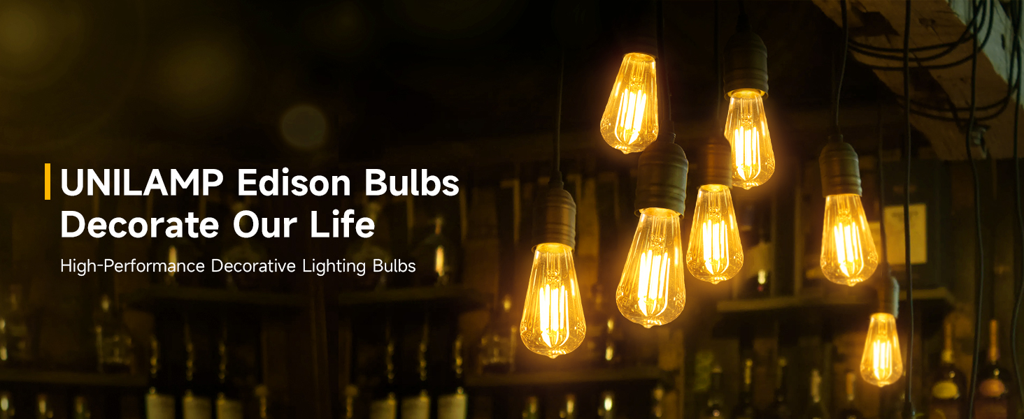 UNILAMP E26 LED Bulb 60 Watt Equivalent Dimmable, 6W Edison Light Bulb, 2700K Warm White, 600LM ...