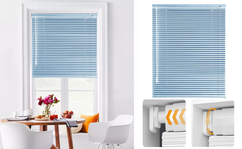 Amazon.com: No Tools No Drill 1" Alu Mini Blinds, Cordless Tension ...