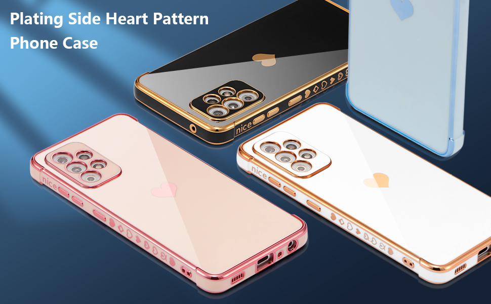 DEFBSC Case for Samsung Galaxy A53, Fashion Cute Side Love Heart Plating Edge Phone Case ...