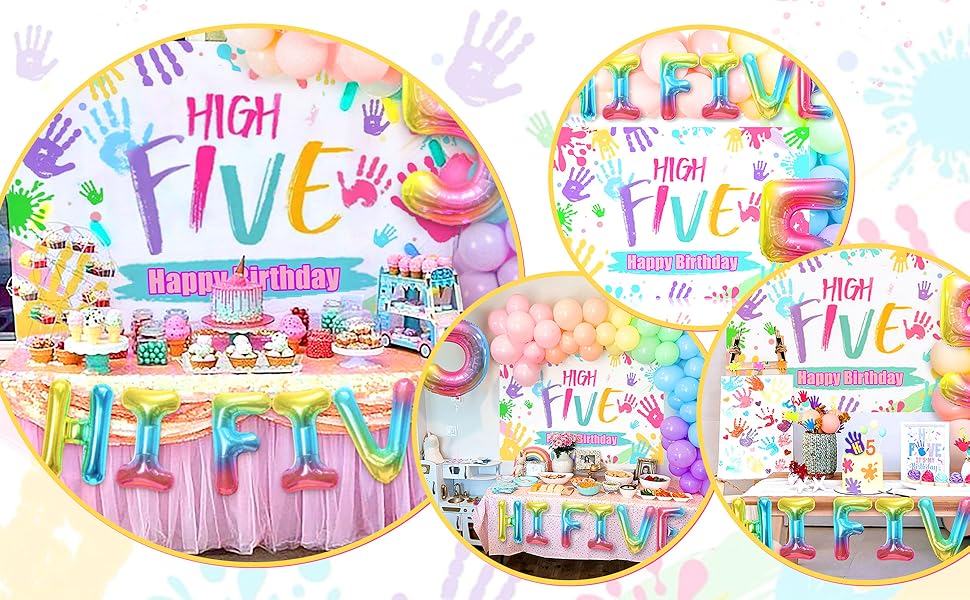 Amazon.com: JeVenis Hi Five Birthday Party Decorations 5th Birthday Party Decorations Girls ...