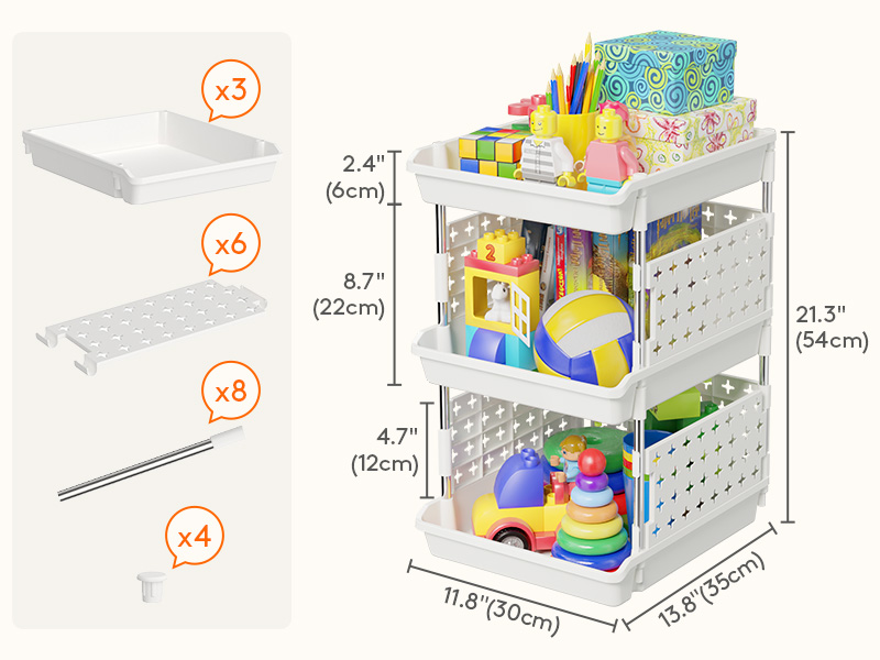 Amazon.com - Lifewit Plastic Stackable Storage Baskets, 3 Tier Stacking ...