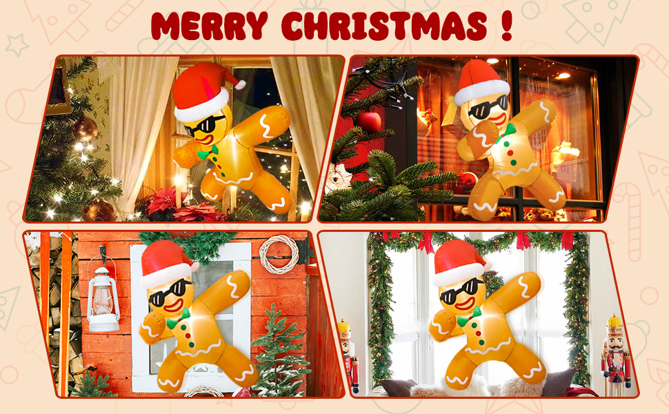 Amazon.com: OurWarm 3.5Ft Christmas Outdoor Decoration Christmas Inflatables Gingerbread Man ...