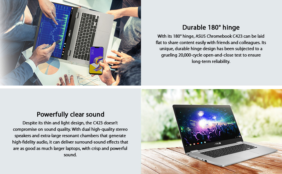 Amazon.com: ASUS Chromebook C423 14.0" FHD NanoEdge -Display -with 180 Degree -Hinge Intel ...