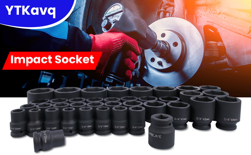 Amazon.com: YTKavq 3/4" Drive 30mm Impact Socket，6-Point Standard Impact Sockets Made with ...