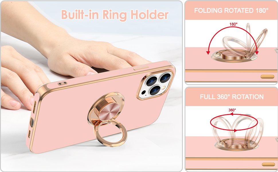 Amazon.com: Hython for iPhone 14 Pro Max Case with Ring Stand [360° Rotatable Ring Holder ...