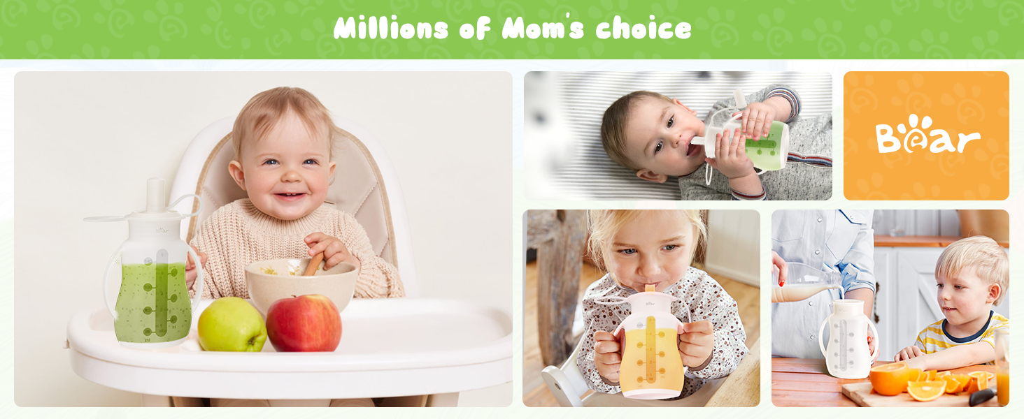 Amazon.com : Bear Reusable Silicone Baby Food Pouches, 2 Pack Refillable Squeeze Pouch for ...