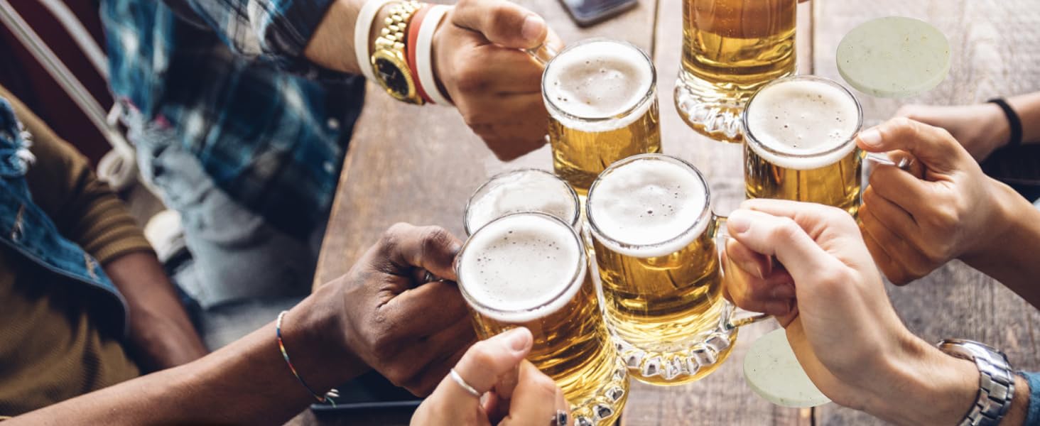 Amazon.com: N NANSHOP Round White Travertine Marble Coasters, Set of 4 Handmade 4" Coasters for ...