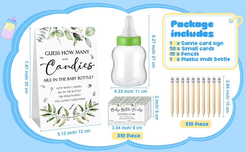 Amazon.com: Roowest 62 Pcs Baby Shower Games Guess How Many Candies are in The Jar Sign 50 Small ...