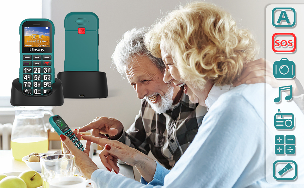 uleway Seniorenhandy Mobiltelefon ohne Vertrag, Upgraded 1800 mAh Akku Lange Standby Zeit ...