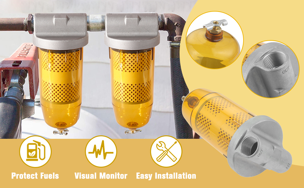 Amazon.com: HZ-MONSTAR 496 Fuel Tank Filter Assembly with Thread Tape, 30 Micron Max 25 Gpm 150 ...