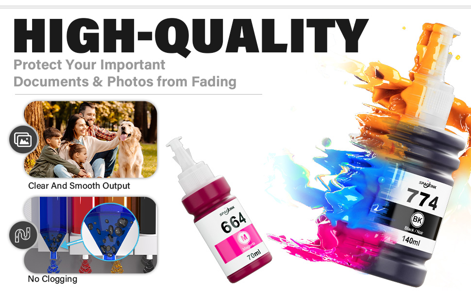 Amazon.com: 774 664 Ink Refill Bottles for ET-2650 ET-2550 ET-3600 ET-4500 ET-4550 ET-16500 ET ...