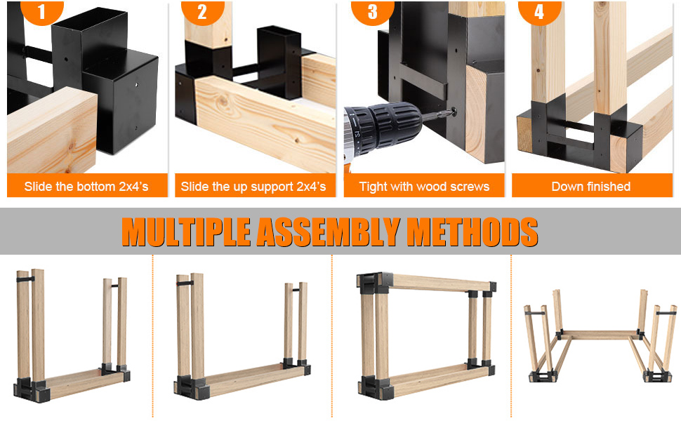 Amazon.com : Firewood Log Storage Rack Bracket Kit, Adjustable Wood ...