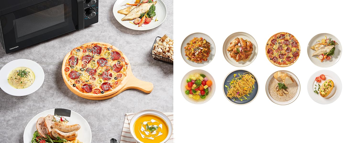 Toshiba MW2-MG20PF(BK)/GE Mikrowellenherd 800 W mit knuspriger Grill- & Kombigarfunktion, 5 ...