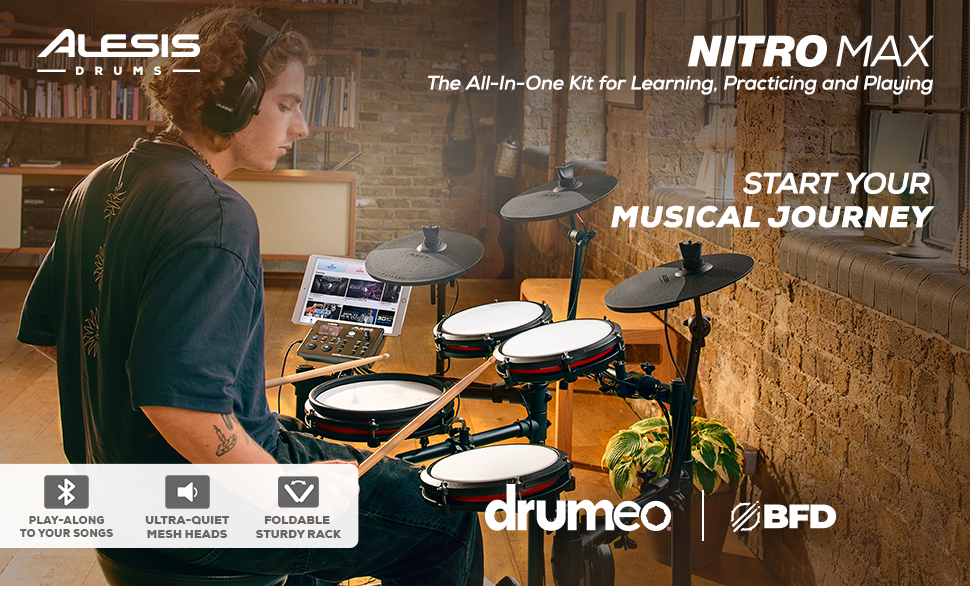 Alesis Nitro Max Kit Electronic Drum Set with Mesh Pads