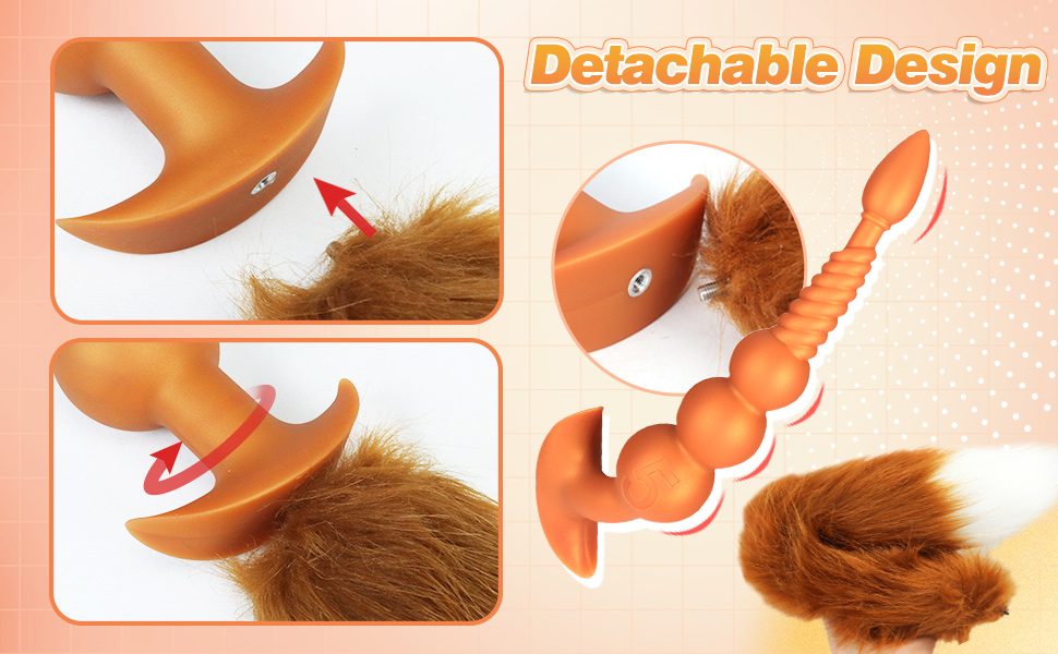 Amazon.com: TaRiss's Anal Beads Anal Butt Plug with Removable Artificial Fur Fox Tail Silicone ...