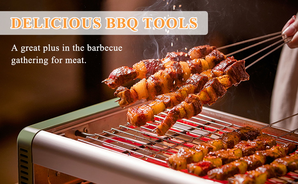 Amazon.com: Kabob Skewers, AIMEIKI 100PCS BBQ Needle Sticks Metal Skewers 15.2 Inch Long ...