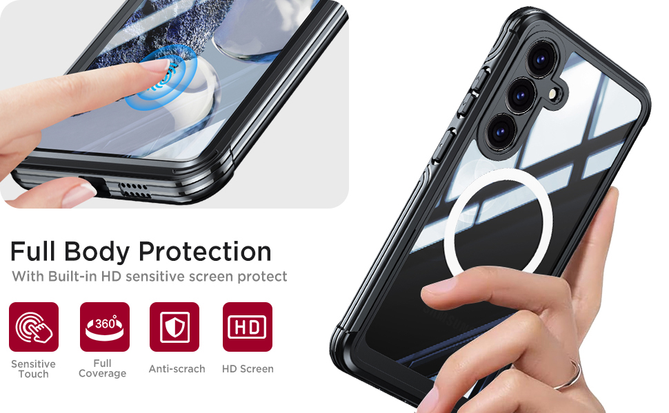 Amazon.com: Miimall Strong Magnet for Samsung Galaxy S25 Plus Case,[Built-in Glass Screen ...