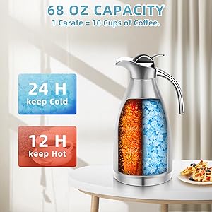 Amazon.com: 70oz Thermal Coffee Carafe Insulated Coffee Thermos Urn, Stainless Steel Coffee ...