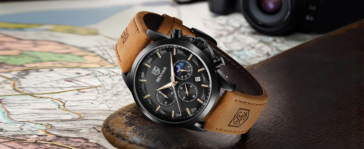 BY BENYAR Men's Watch UK Wristwatches for Men Easy-to-Read Watches Men Luxury Waterproof for ...