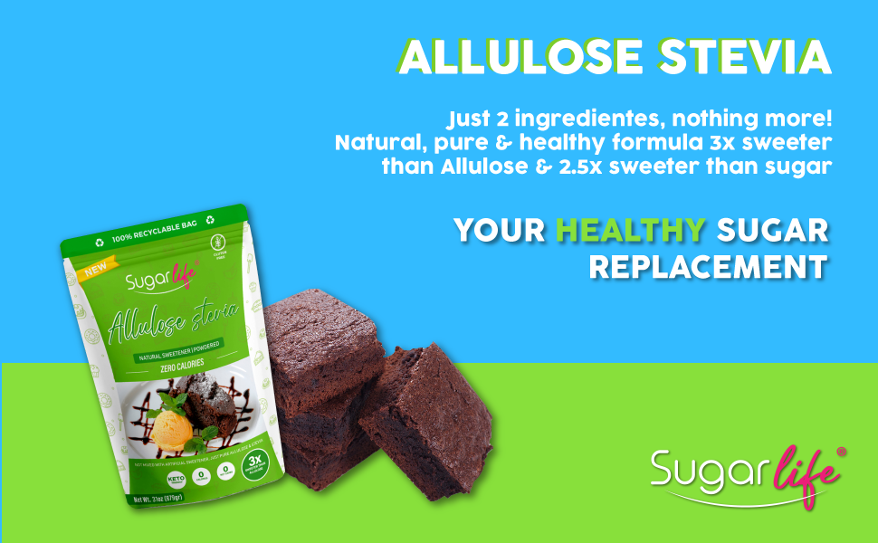 Amazon.com: Alustevia (Allulose + Stevia), 3 times sweeter than Allulose, natural powdered ...