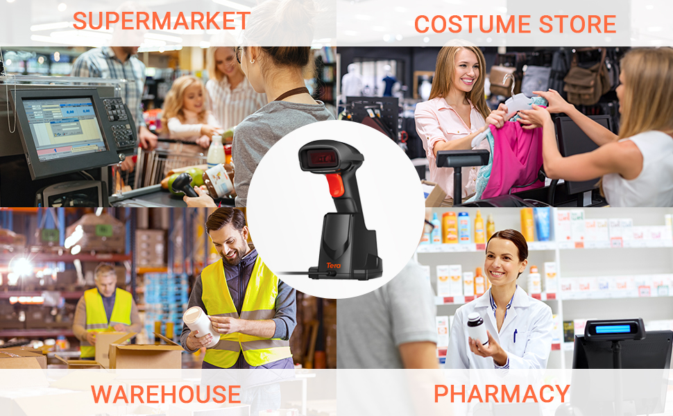 Amazon.com: Tera 1D Wireless Barcode Scanner USB Cradle Charging Base ...