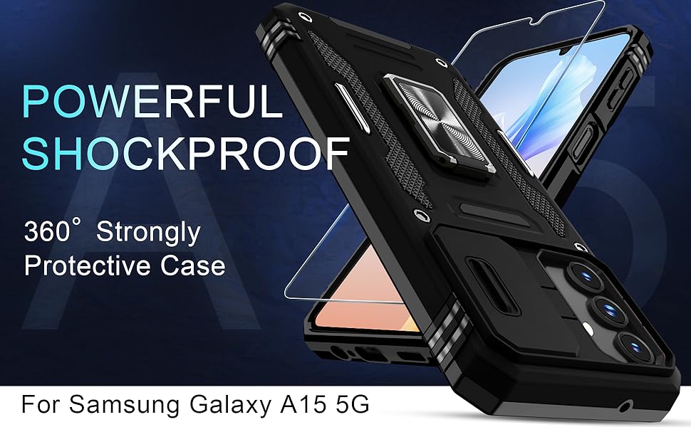 Amazon.com: DEERLAMN Case for Samsung Galaxy A15 5G with Slide Camera Cover+Screen Protector (1 ...