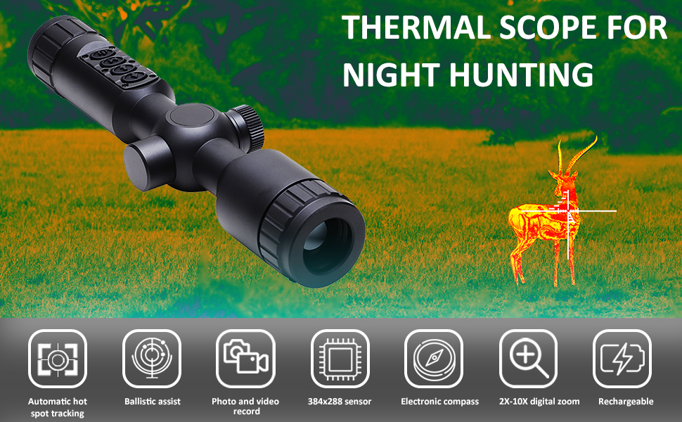 Amazon.com: Thermal Scope Hunting Night Vision 384x288 30mm Lens Thermal Monocular 1800M ...